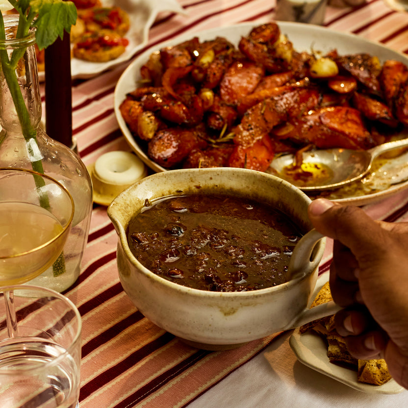 Chestnut and mushroom gravy with date molasses | Ottolenghi Recipes