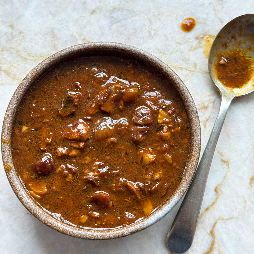 Chestnut and mushroom gravy with date molasses | Ottolenghi Recipes