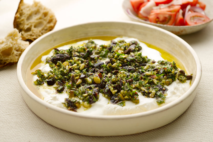Labneh with olives, pistachios & oregano | Ottolenghi Recipes