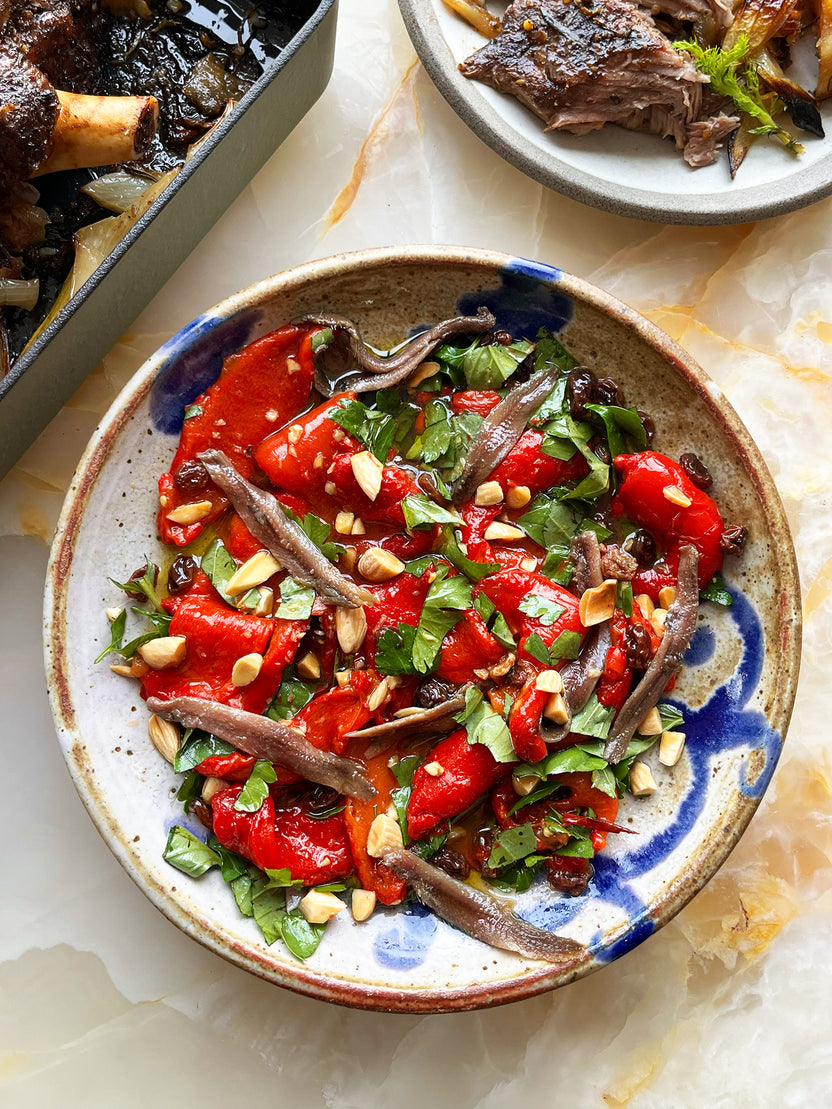 Roast red pepper salad with anchovies and almonds | Ottolenghi Recipes